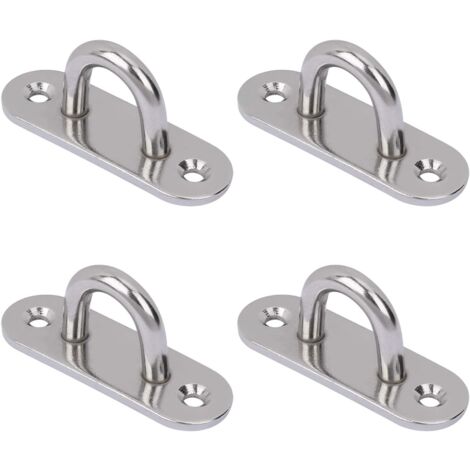 Stainless Steel Ceiling Hooks, 4 Pack, Wall Mount, Oblong Eyelet Plates ...