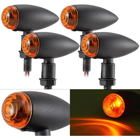 Pack of 4 universal LED lights for motorcycles, bullet style, small ...