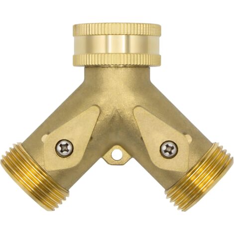 2-way Y-distributor 10964, 3/4" AG, brass, with shut-off valves