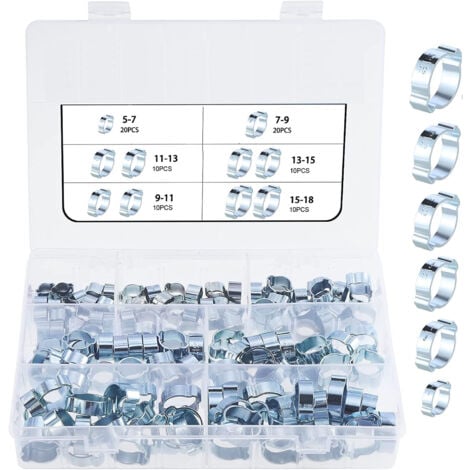 80pcs 5-18mm Double Ear O-Clips Pipe Clamps, Galvanized Pipe Clamps ...