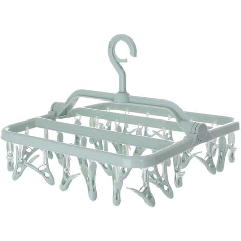 Sock Drying Rack, Clothes Rack with 34 Clips, Foldable Hanging Clothes ...