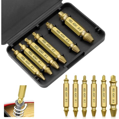 Broken Screw Extractor, 6-Piece Damaged Screw Extractor Set, Screw Head ...