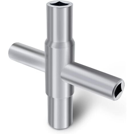 1 x 4-way silver steel threshold key for pipe faucet