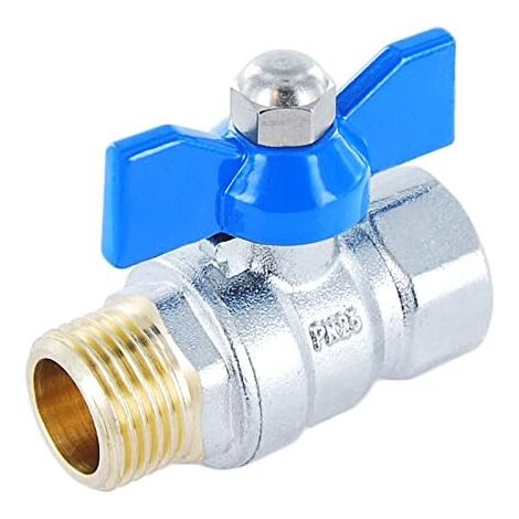 1/2" brass ball valve with full bore, male/female thread connection ...