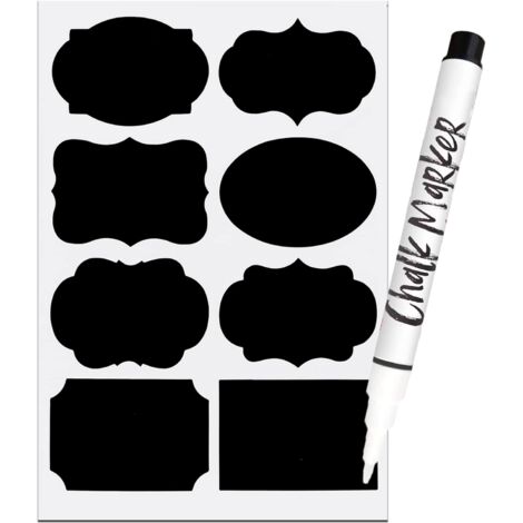 Self-adhesive glass labels, 64 pieces - blackboard labels with chalk pen
