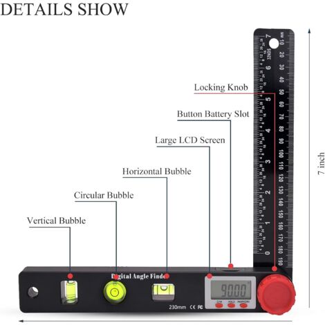 Digital Angle Ruler, Protractor, Ruler, Spirit Level, Digital ...