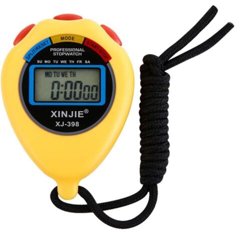 Chronograph with LCD screen and stopwatch, yellow