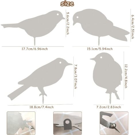 Garden decoration rust plug, 4 metal birds with screws, garden birds ...