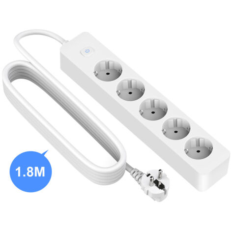Electrical multiple socket extension 5 sockets 2P White 1.8 m, White