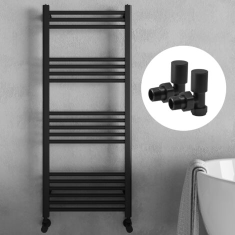 Matt Black 800 x 300mm Heated Bathroom Towel Rail Warmer Ladder ...
