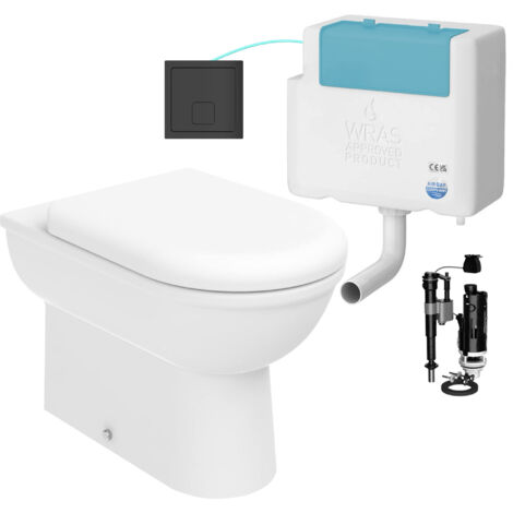 Gloss White D Shape Back to Wall Toilet and Concealed Cistern Set ...