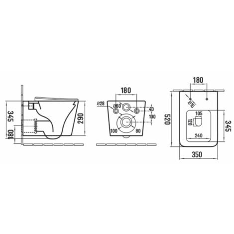 Matt Black Rimless Square Wall Hung Toilet with Low Height 0.75m ...
