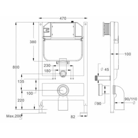 Low Height 0.75m Wall Hung Toilet Frame Dual Flush Concealed Cistern ...