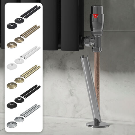 Anthracite Clip On Radiator Pipe Cover Sleeves & Collars 15mm - 2 Pack