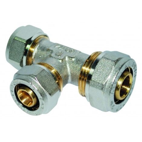 Té réduit à compression pour tube multicouche - diam 20-16-20 mm - BOUTTÉ