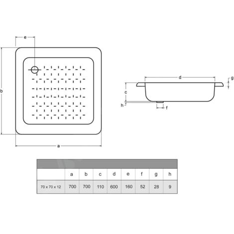 Aqualine Receveurs - Receveur de douche émaillé, 700x700x120 mm, blanc ...
