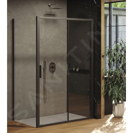 Ravak Blix - Paroi de douche BLSPS-90, 885-900 mm, noir/verre clair ...