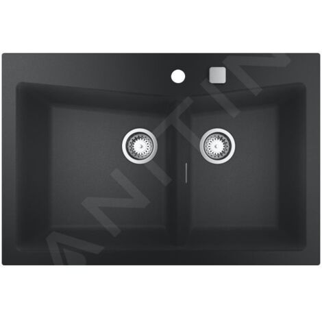 Grohe Éviers - Évier composite K700 avec vidage, 838x559 mm, noir ...