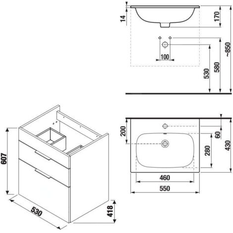 Jika Deep - Meuble avec lavabo, 530x418x607 mm, blanc H41J6134023001