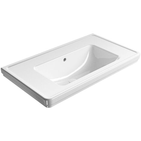 CLASSIC lavabo en céramique 90x50cm, pas de trou de robinet, blanc ...