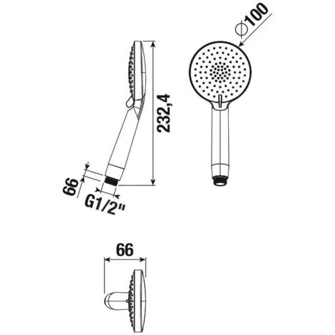 Jika Mio Style - Pommeau de douche, 3 jets, noir mat H3612F27163511