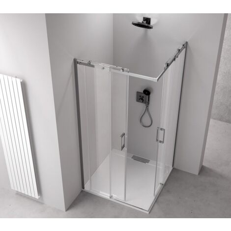 THRON SQUARE Corner Entry Square Shower Screen 800x800mm, Round Rollers