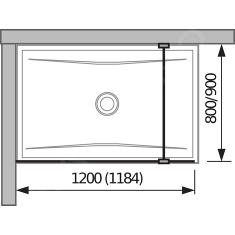 Jika Pure - Paroi latérale en verre, 1200x2000 mm, avec finition Jika ...