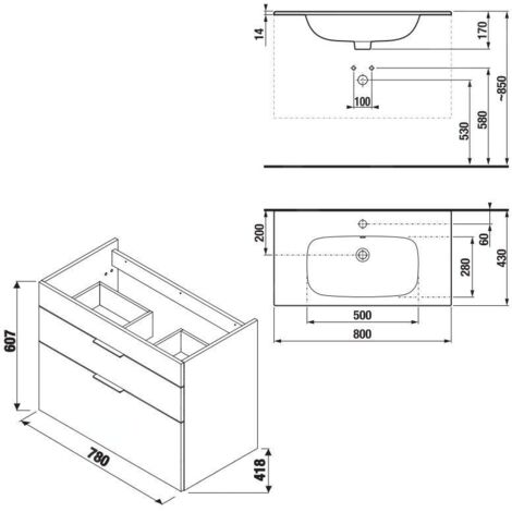 Jika Deep - Meuble avec lavabo, 780x418x607 mm, blanc H41J6154023001