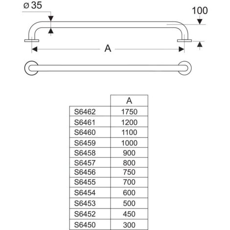Ideal Standard Contour 21 - Barre d’appui, 600 mm, blanc S6454AC