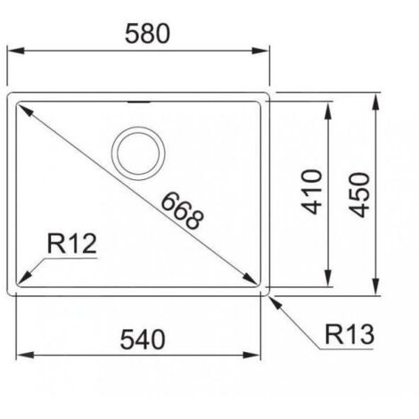 Franke Box - Évier en inox BXX 210/110-54, 580 x 450 mm, siphon 127. ...