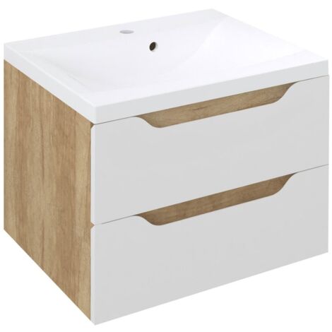 WAVE Vanity Unit 60x65x47,8cm, blanc/oak Alabama