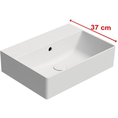 KUBE X lavabo en céramique 50x37cm, pas de trou de robinet, blanc mat