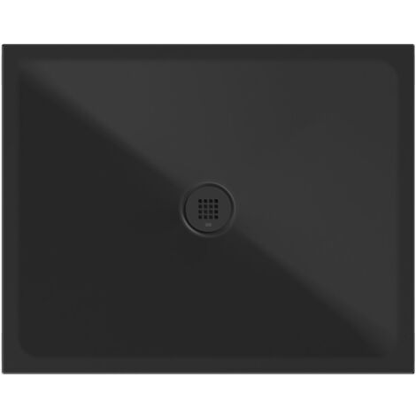 Plateau de douche en céramique rectangulaire 100x80x2cm, noir mat