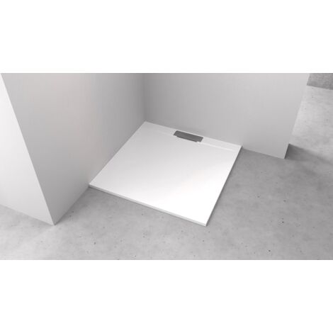 KAZUKO Plateau de douche en marbre, 140x90 cm, blanc