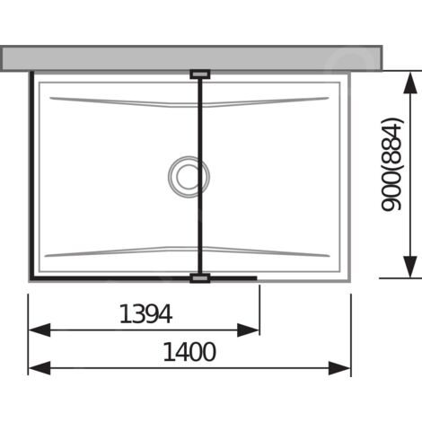 Jika Pure - Paroi de douche Walk in L en deux parties 1400x900 mm, Jika ...