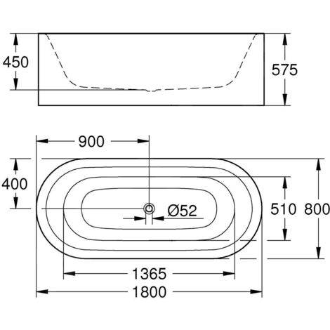 Grohe Essence - Baignoire autoportante 1800x800 mm, blanc alpin 39611000
