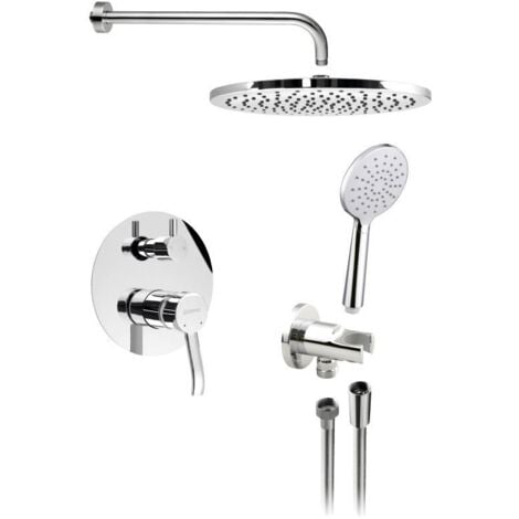 LUKA Douche en béton Set avec un seul levier Mixer Tap, 2 Outlets, Chrome