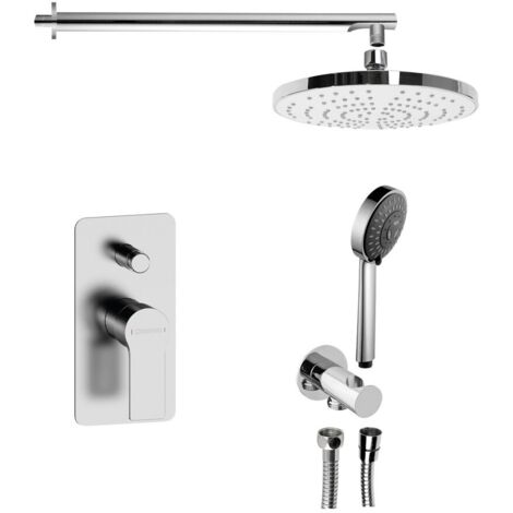 PAX Douche en béton Set avec un seul levier Mixer Tap, 2 Outlets, Chrome