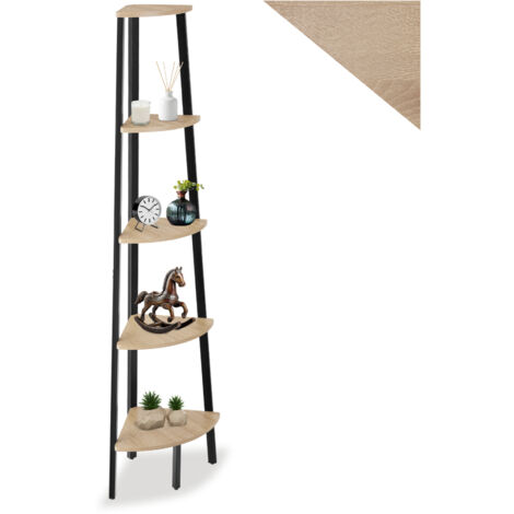 Scaffale angolare stile industriale 34x34x158,5 legno chiaro