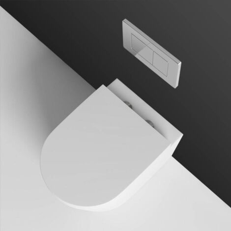 Cuvette Wc Suspendu Sans Bride Mezzo - 49 X 36 Cm - Abattant Declipsable Thermodur Avec Freins ...