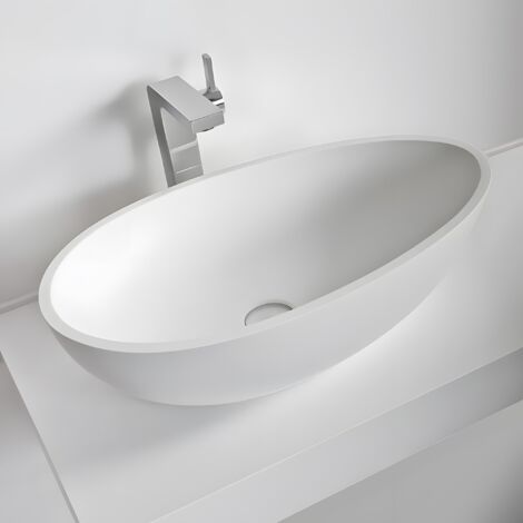 COCOON 60 - Vasque à poser en Solid Surface Blanc Mat 60 x 35 x 16(h) cm