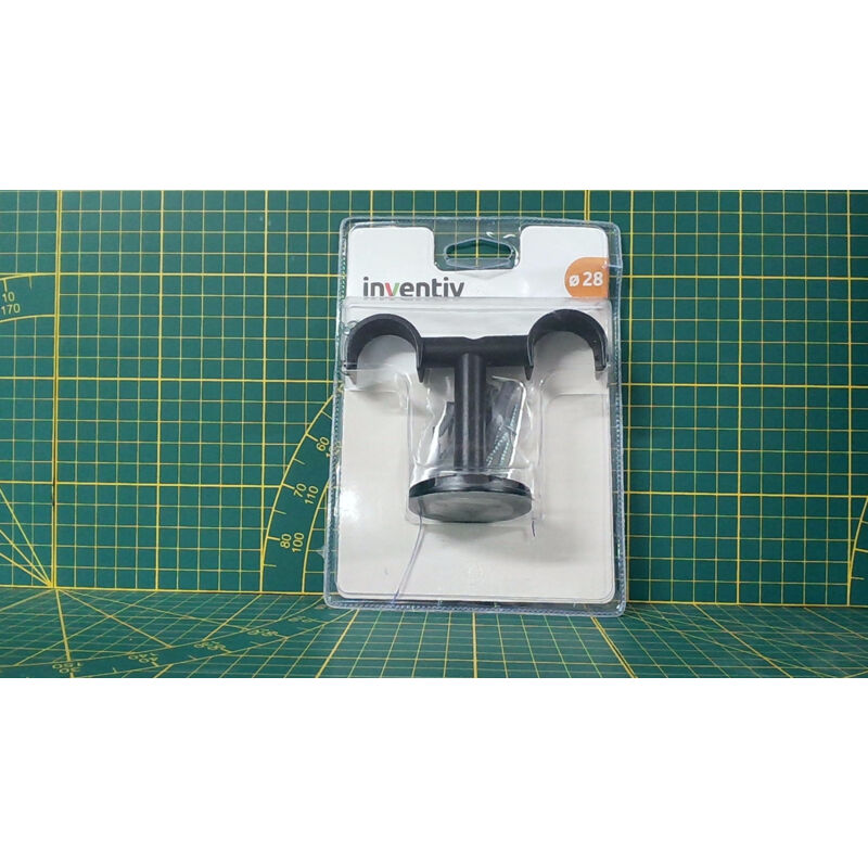 Support double rideau D28 plafond noir mat Inventiv