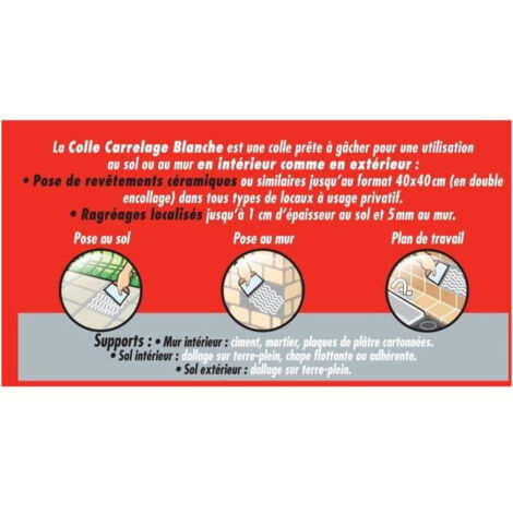 Colle Carrelage SADER Blanche Poudre 1,5 kg