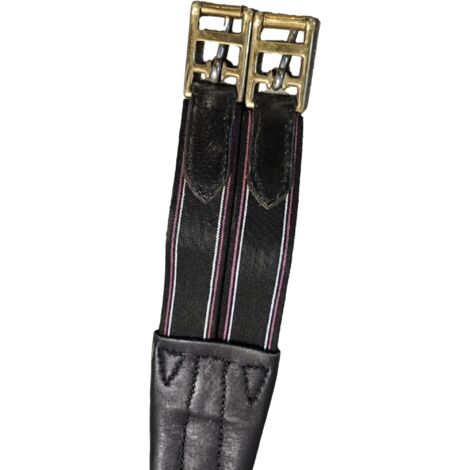 Sangle Cuir Double Elastique Noire 120 cm Confort Cheval