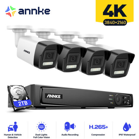 ANNKE 4K Kit de Vidéosurveillance NVR 4×8MP Caméras Intelligent Double ...