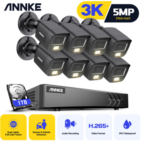 ANNKE 8CH système de sécurité vidéo 5MP H.265 + 5 en 1 DVR enregistreur ...