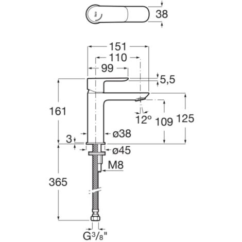 Cold Start CALA Robinet de lavabo - ROCA Type de vidange : Vidange non incluse