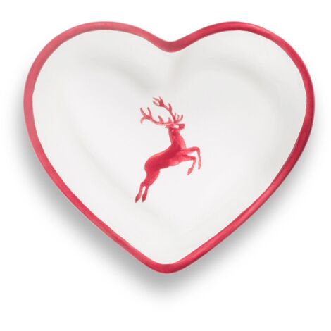 Gmundner Keramik Bordeauxr. Cerf, bol en forme de cœur (L10cm)