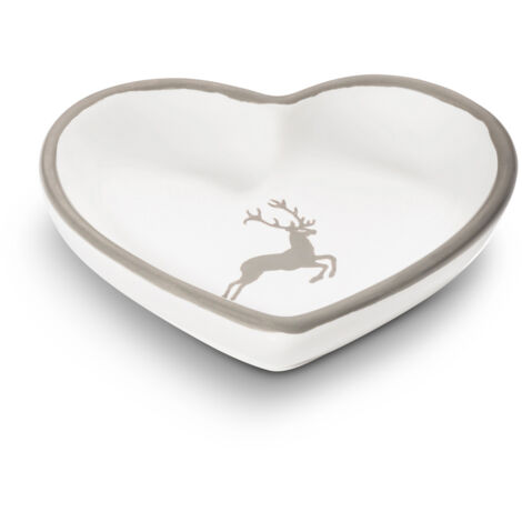 Gmundner Keramik Cerf gris, bol en forme de cœur (L10cm)