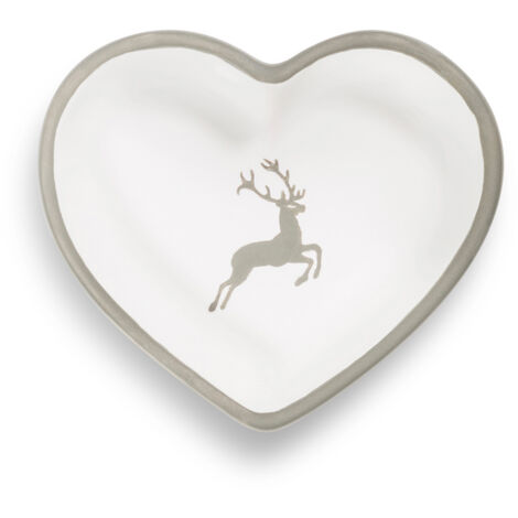 Gmundner Keramik Cerf gris, bol en forme de cœur (L10cm)